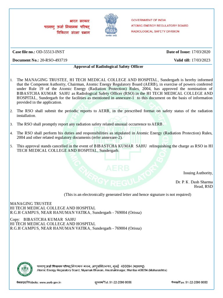 RT RSOApproval Letter 675376 | Download Free PDF | Medical Imaging ...