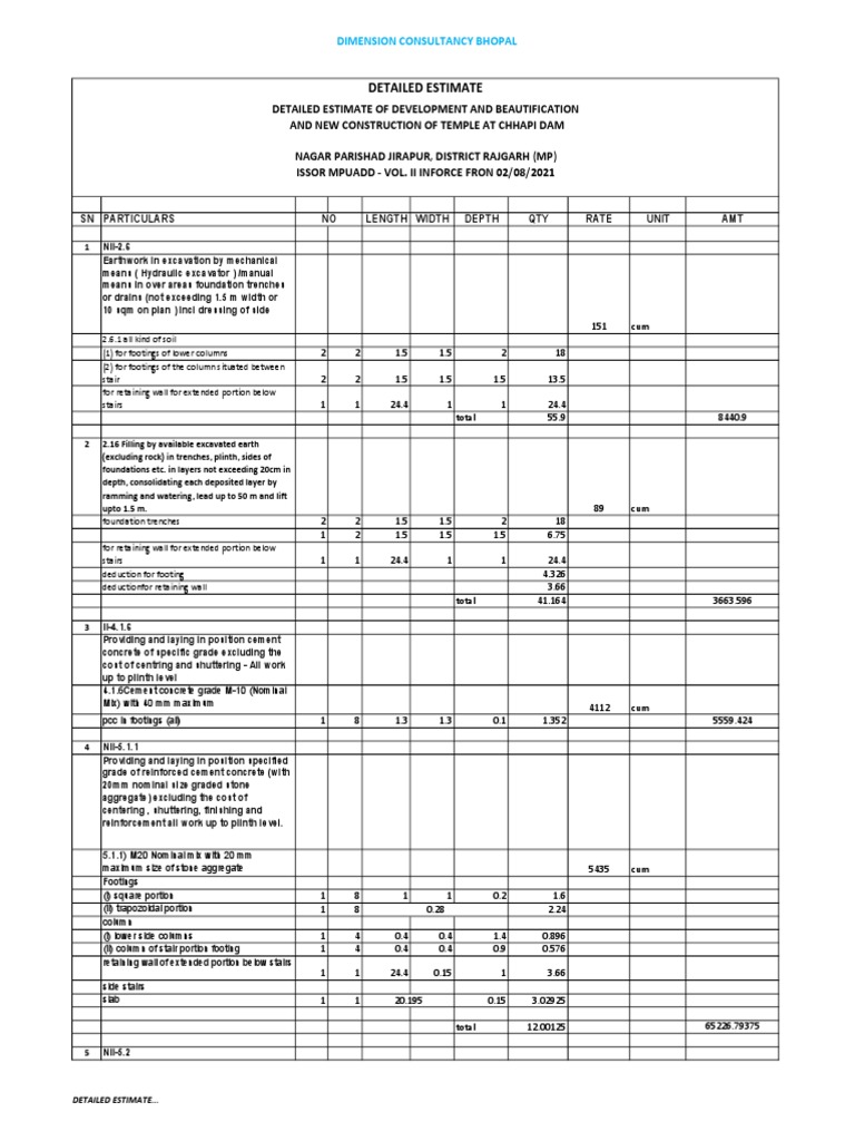 Temple Estimate Revised | PDF