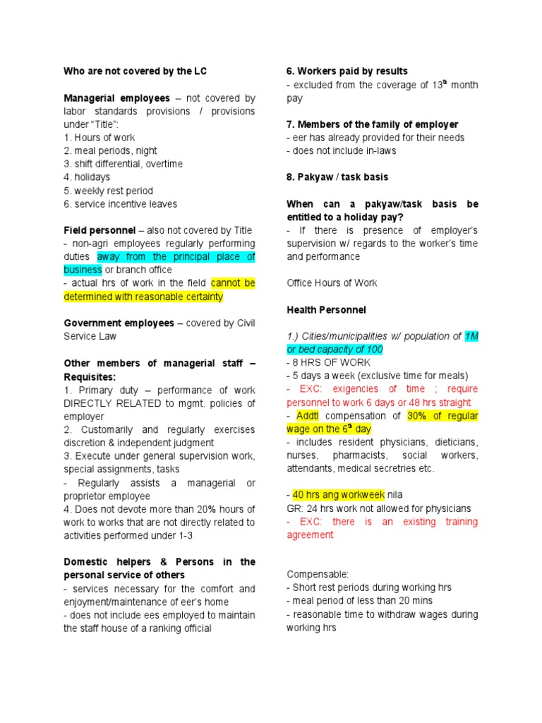 Labor Review - Notes 2 | PDF | Employment | Apprenticeship