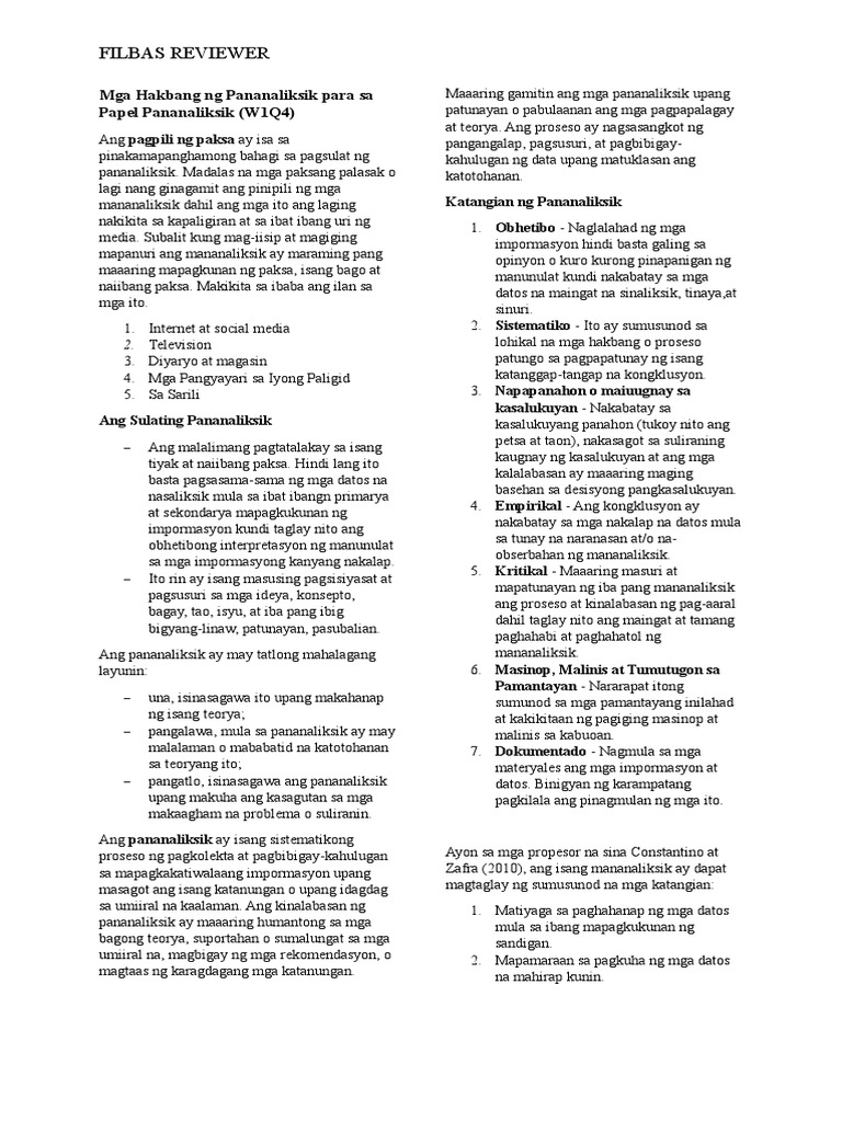 Filbas Reviewer | PDF