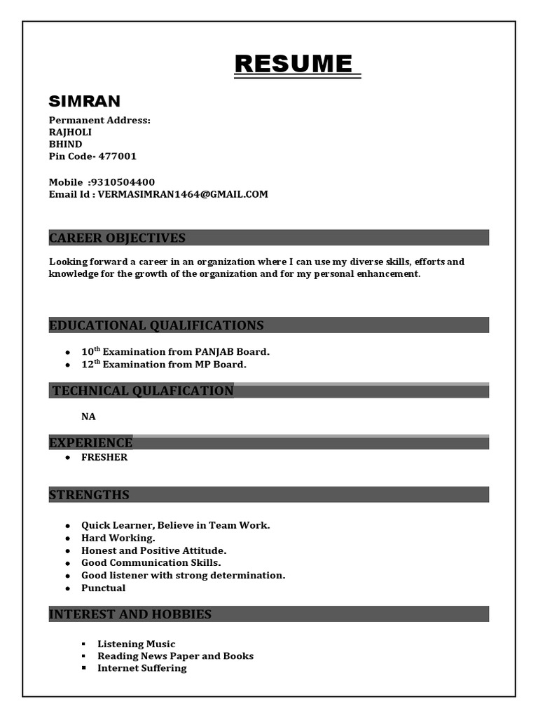Bindu Saini Resume Pdf