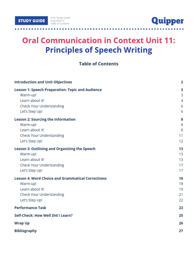 Principles of Speech Writing for Students | PDF | Career & Growth ...
