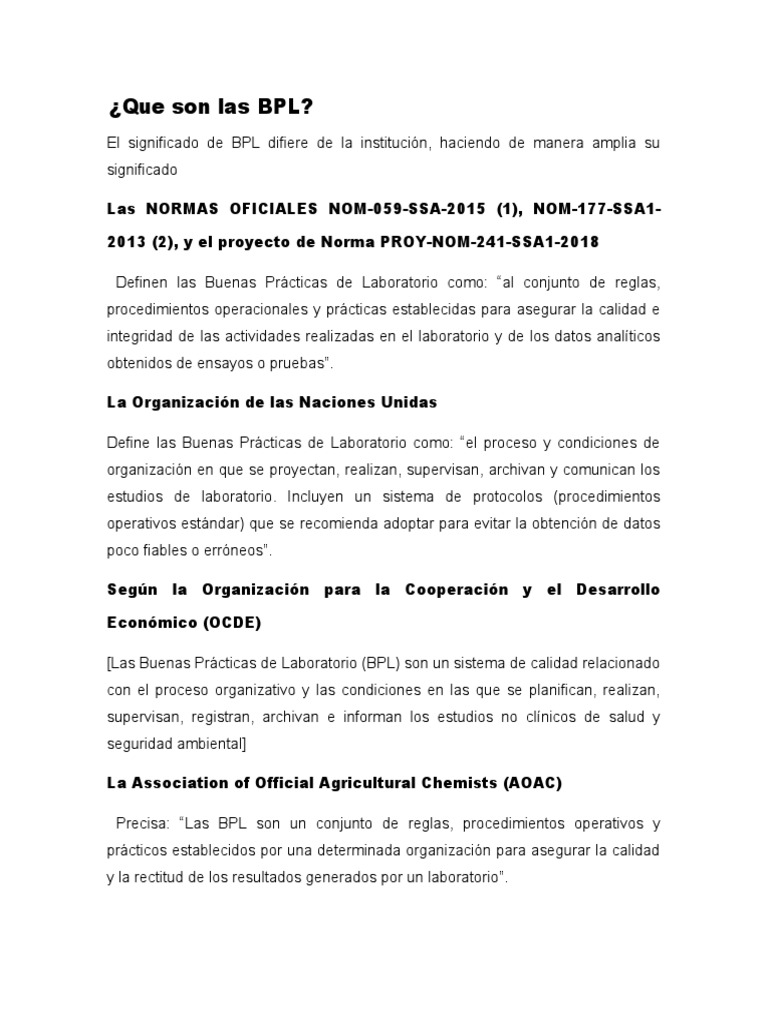 Que Son Las BPL | PDF | Laboratorios | Toxicidad