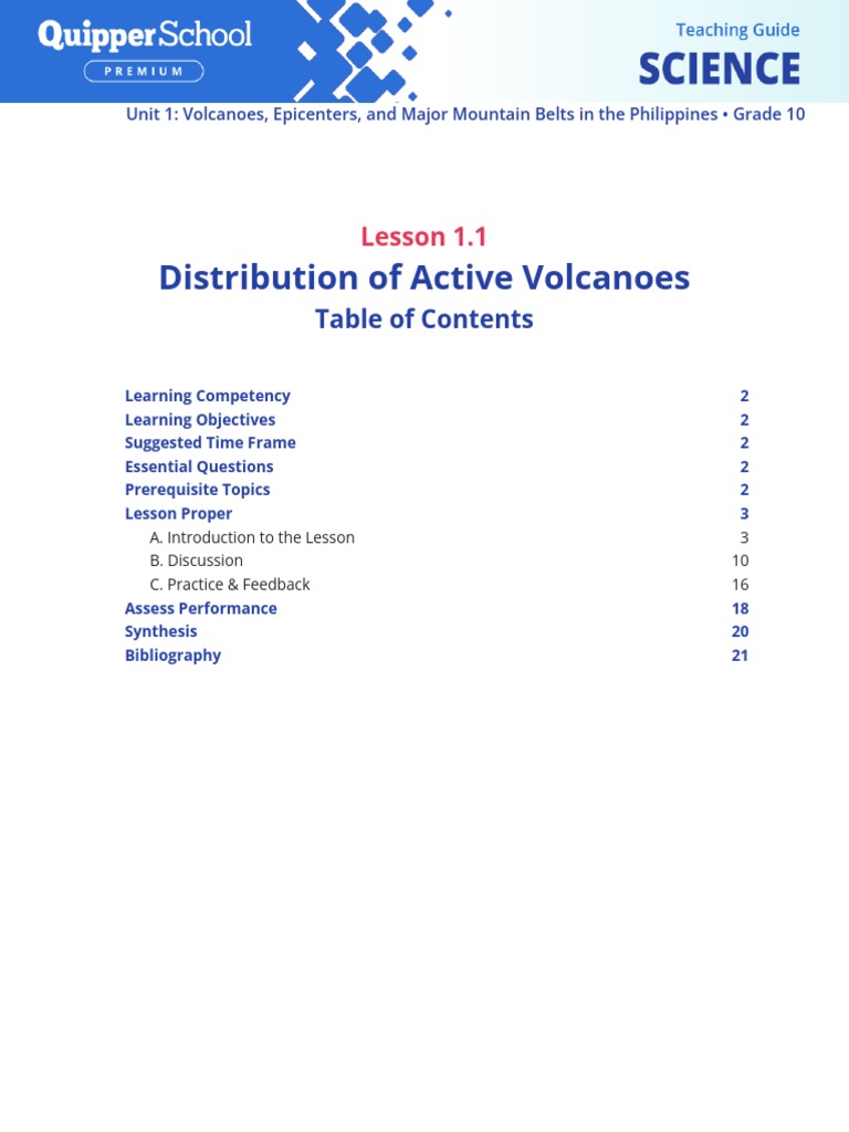 Science 10 1.1 Distribution of Active Volcanoes | PDF | Volcano | Plate ...