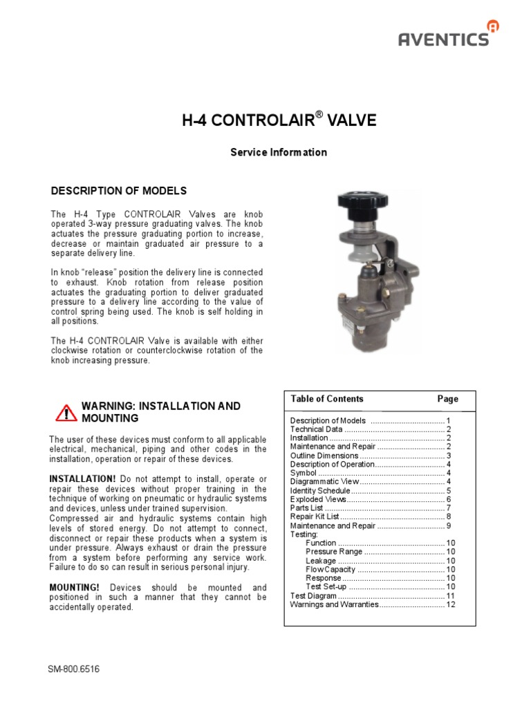 SM-800.6516 H4 Controlair | PDF | Valve | Manufactured Goods