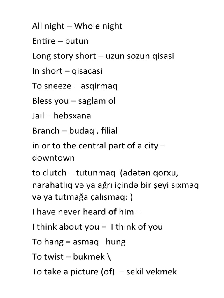 English-Azerbaijani Phrase Guide | PDF