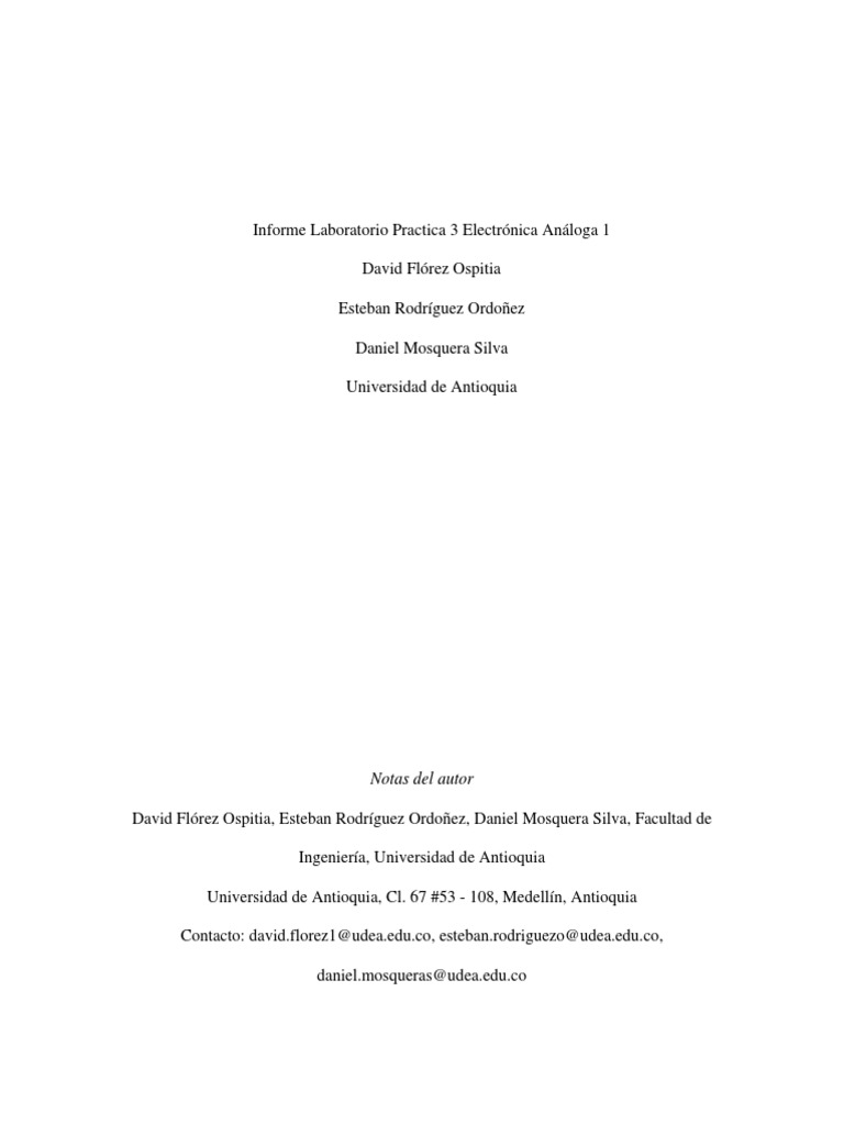 Informe 3 - Laboratorio 3 | PDF | Diodo | voltaje