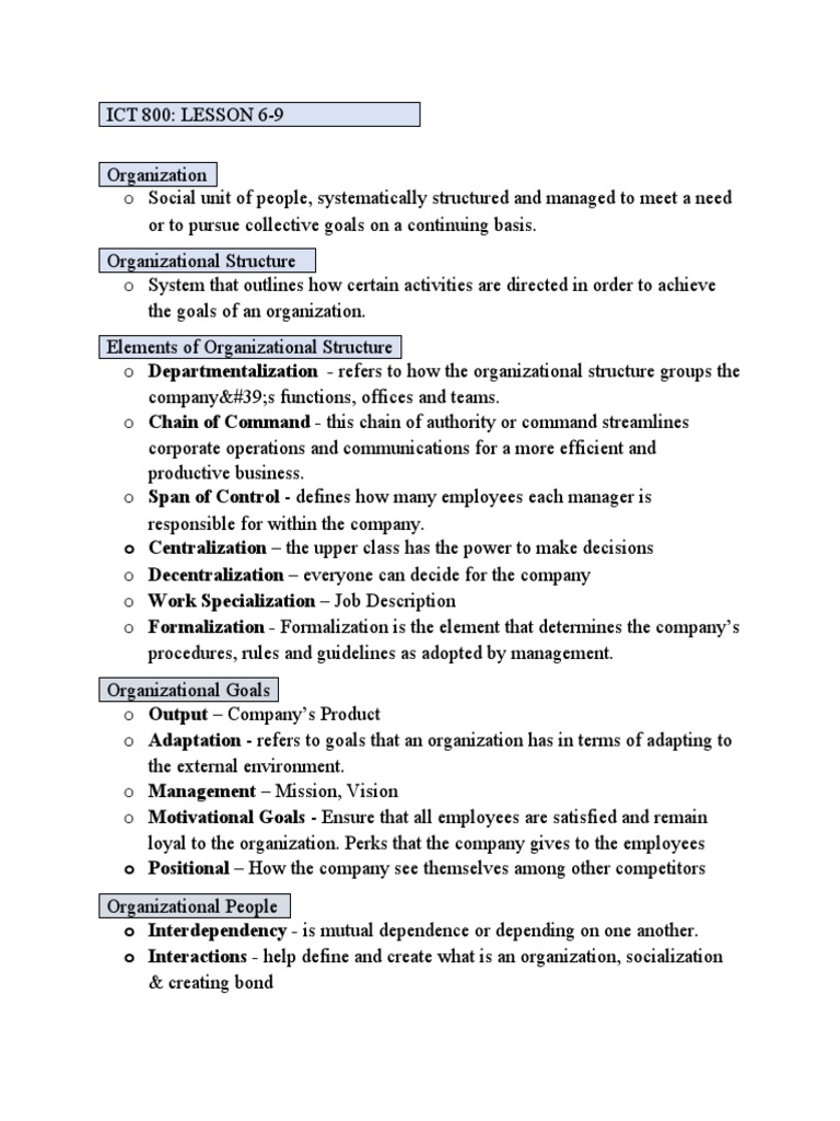 Ict 800 | PDF | Organizational Structure | Goal