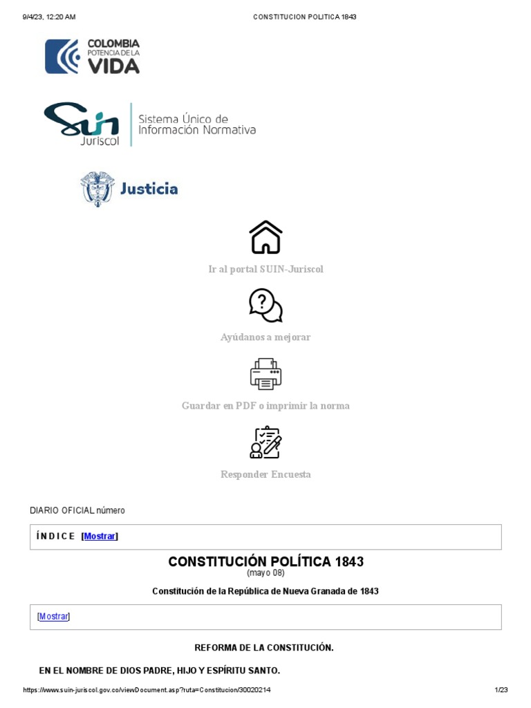 Constitucion Politica 1843 | PDF | Elecciones | Votación