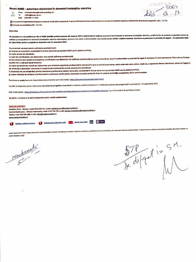 ANRE - Autorizare Electricieni in Domeniul Instalatiilor Electrice ...