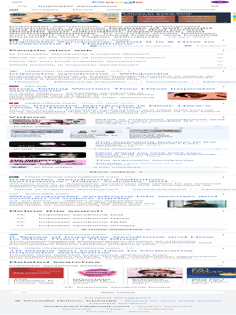 Imposter Syndrome - Google Search | PDF | Behavioural Sciences | Psychological Concepts