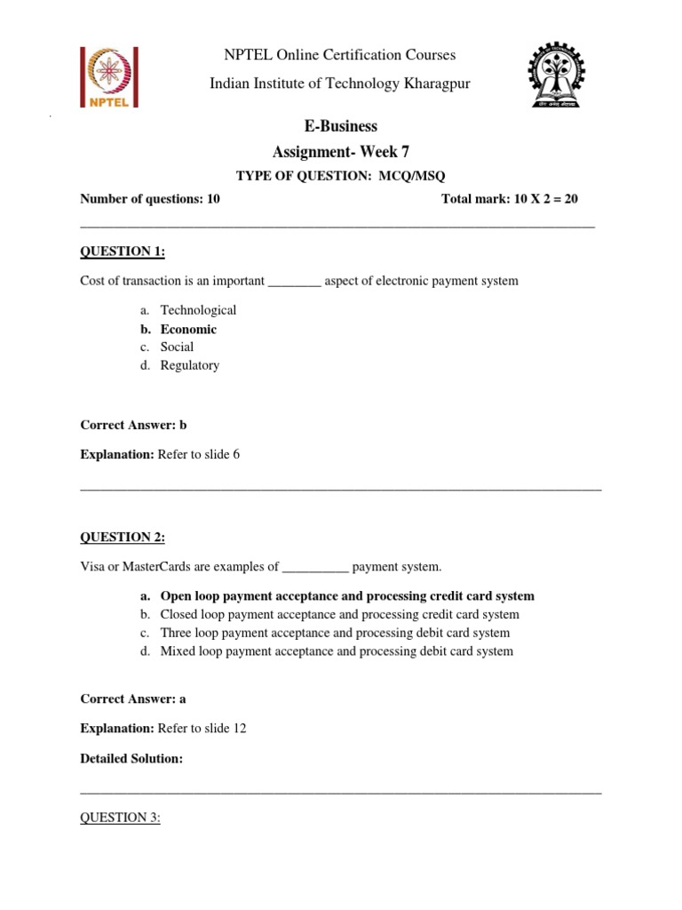 Week 7 E-Business Assignment 2023 | PDF