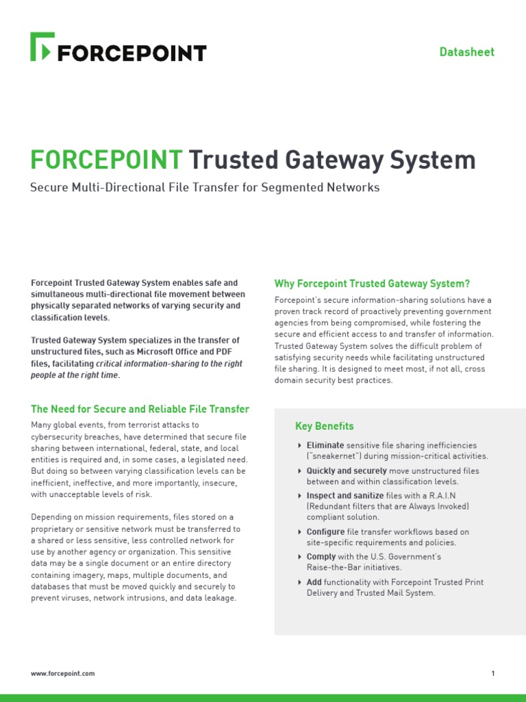 Datasheet Forcepoint Trusted Gateway System en | PDF | Xml Schema | Computer Network