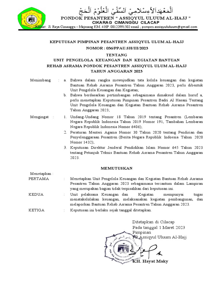 Contoh SK UPK2B | PDF