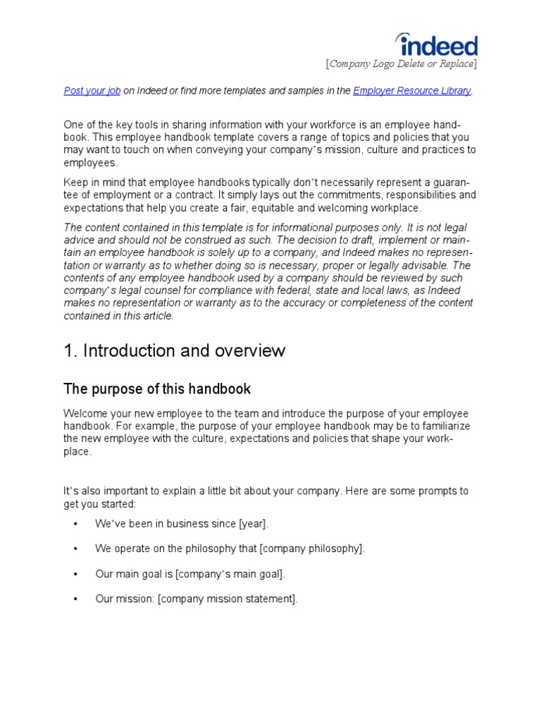 Employee Handbook Template - Indeed | PDF | Employment | Sexual Harassment
