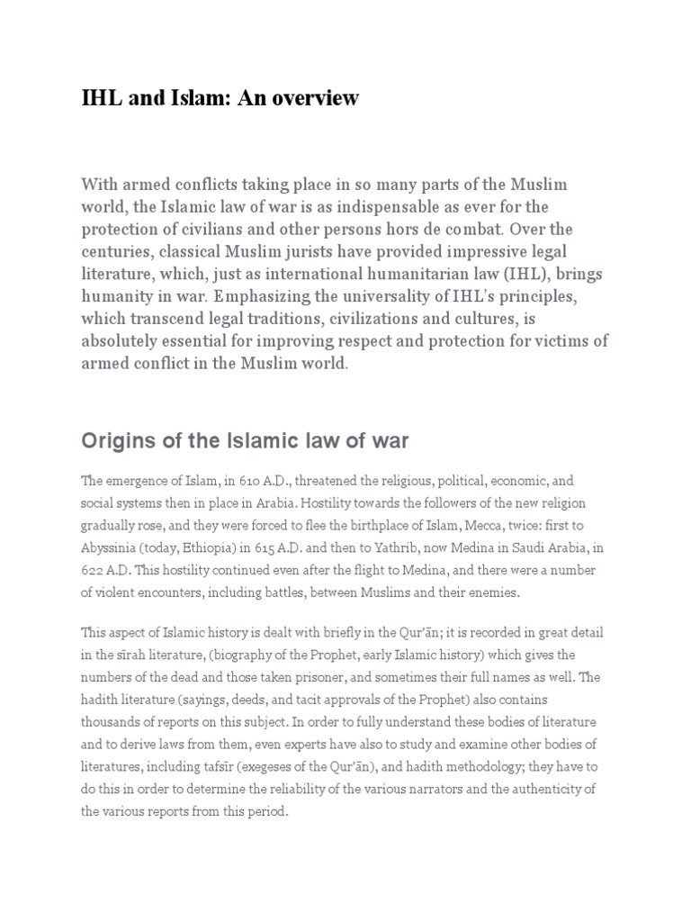 IHL and Islam - An Overwiew | PDF | International Humanitarian Law | Sharia