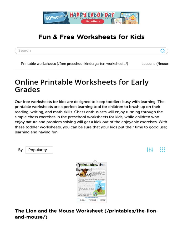 Free Printable Worksheets For Kids, Fun School PDF Printables | PDF ...