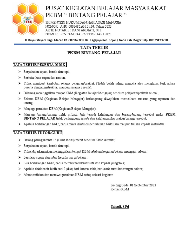 Tata Tertib PKBM Bintang Pelajar | PDF