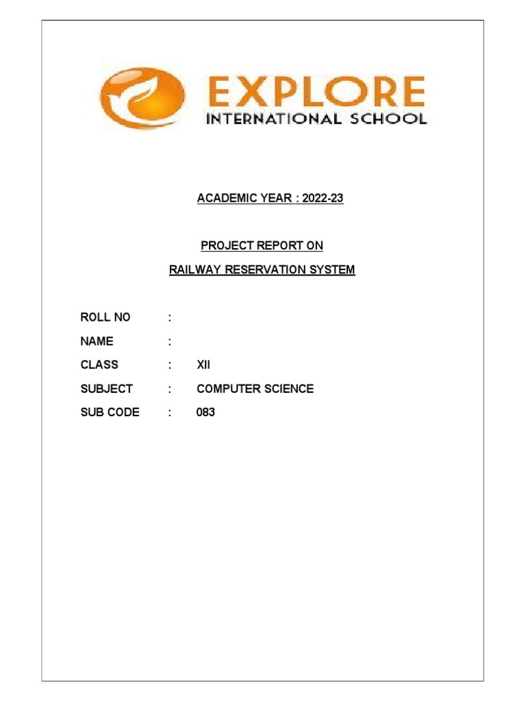 Sample Project File (Railway - Reservation - System) | PDF