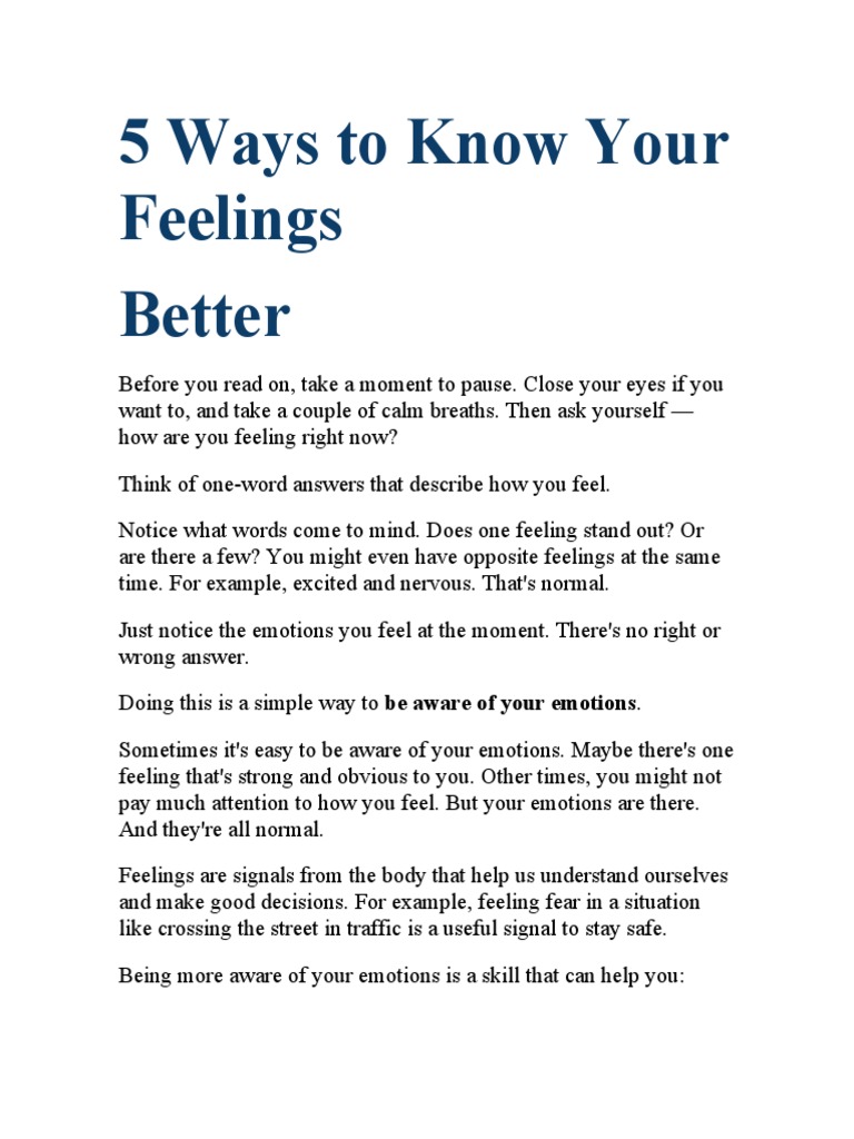 5 Ways To Know Your Feelings | PDF | Feeling | Emotions