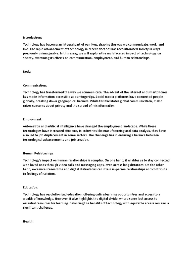 The Impact of Technology On Society | PDF | Privacy