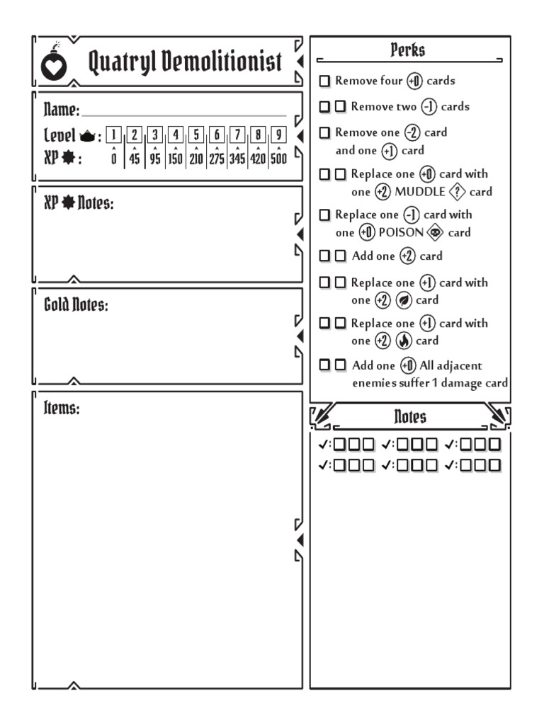 JotL Character Sheets | PDF