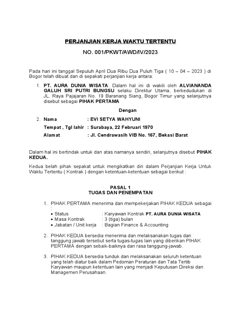 001 Pkwt Evi Setya Pdf