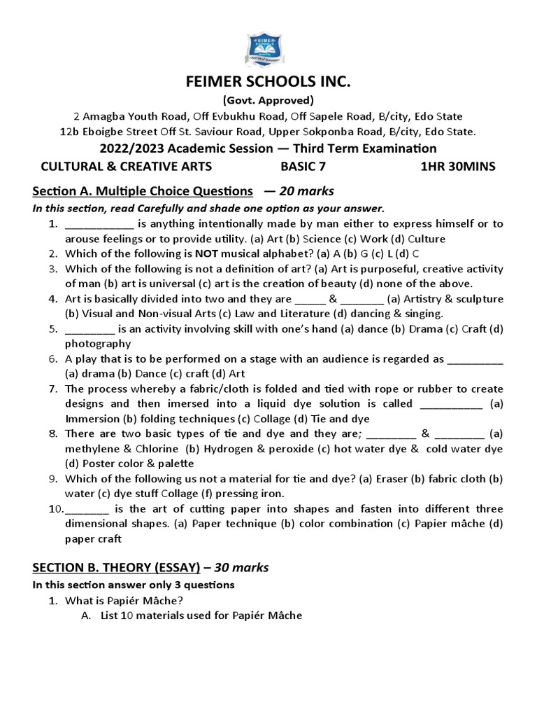 Creative Arts BASIC 7 | PDF | The Arts