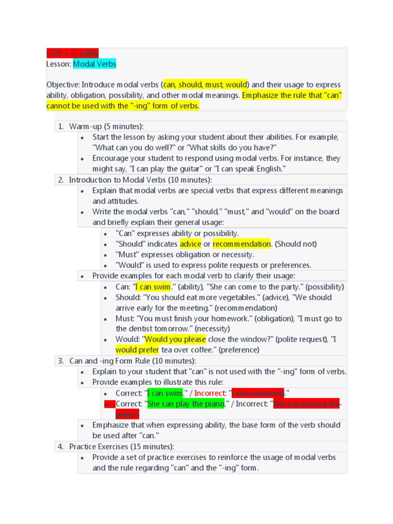 Mike Lesson 4, Modal Verbs | PDF | Foreign Language Studies | Art