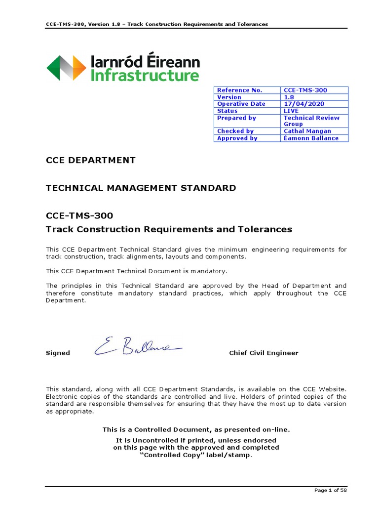 CCE-TMS-300 Track Construction Requirements and Tolerances | PDF ...