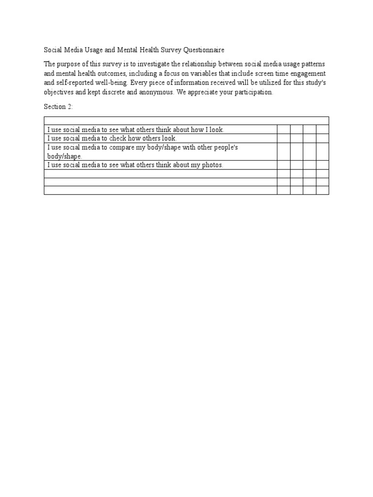 Social Media and Mental Health Survey | PDF | Career & Growth | Social ...