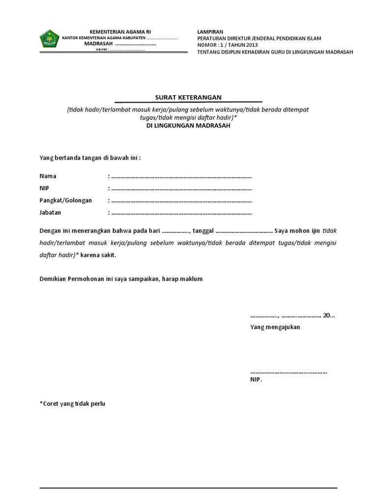 Format Surat Pemberian Ijin | PDF