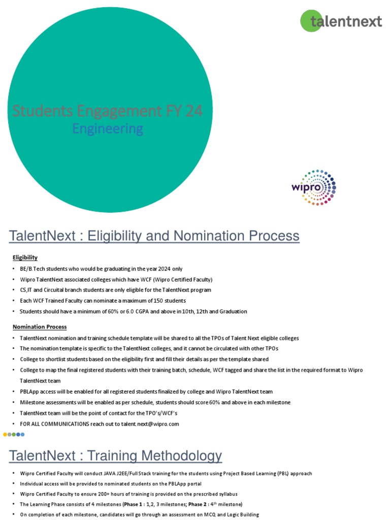TalentNext WCF Students Engagement - FY 24 - v3 | PDF | Software | Software Engineering