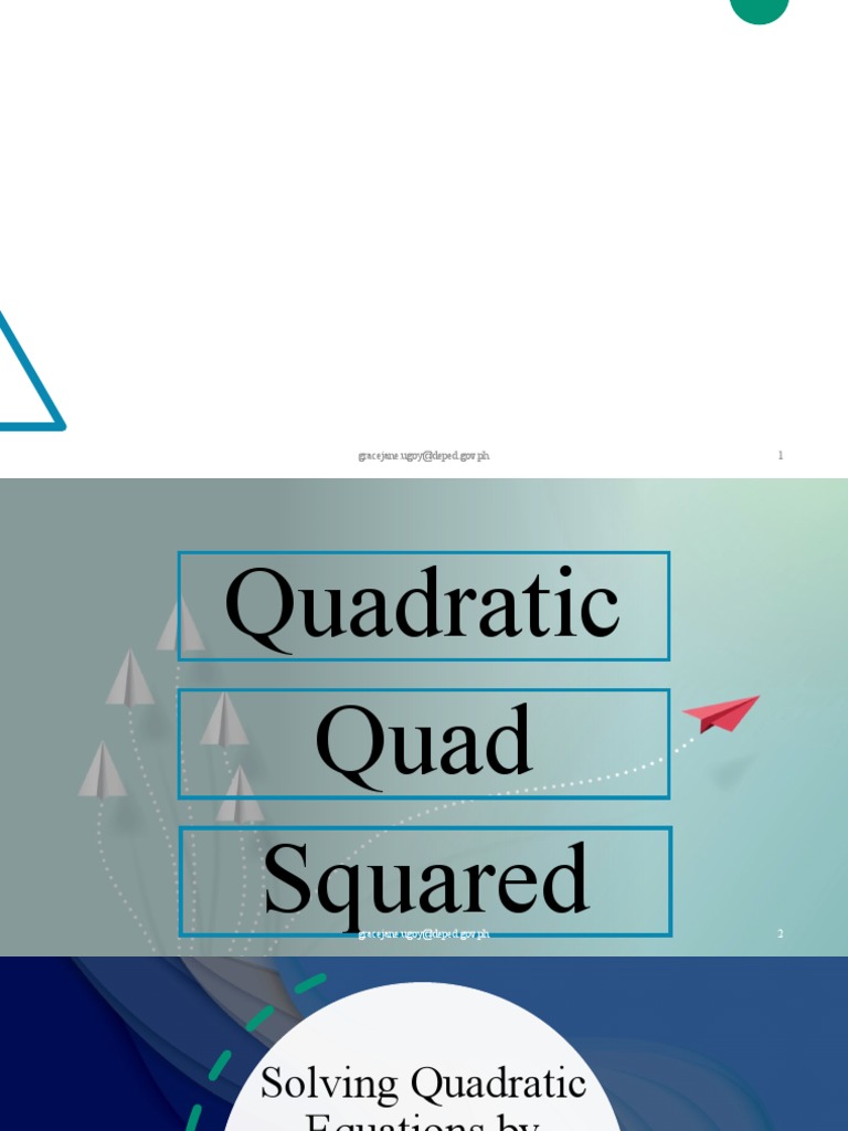 Math 9 Week 1 Part 1 - Solving Quadratic Equations by Extracting The ... Math 9 Week 1 Part 1 - Solving Quadratic Equations by Extracting The ...