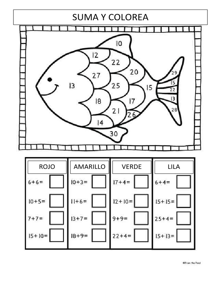 Suma y Colorea Pez | PDF