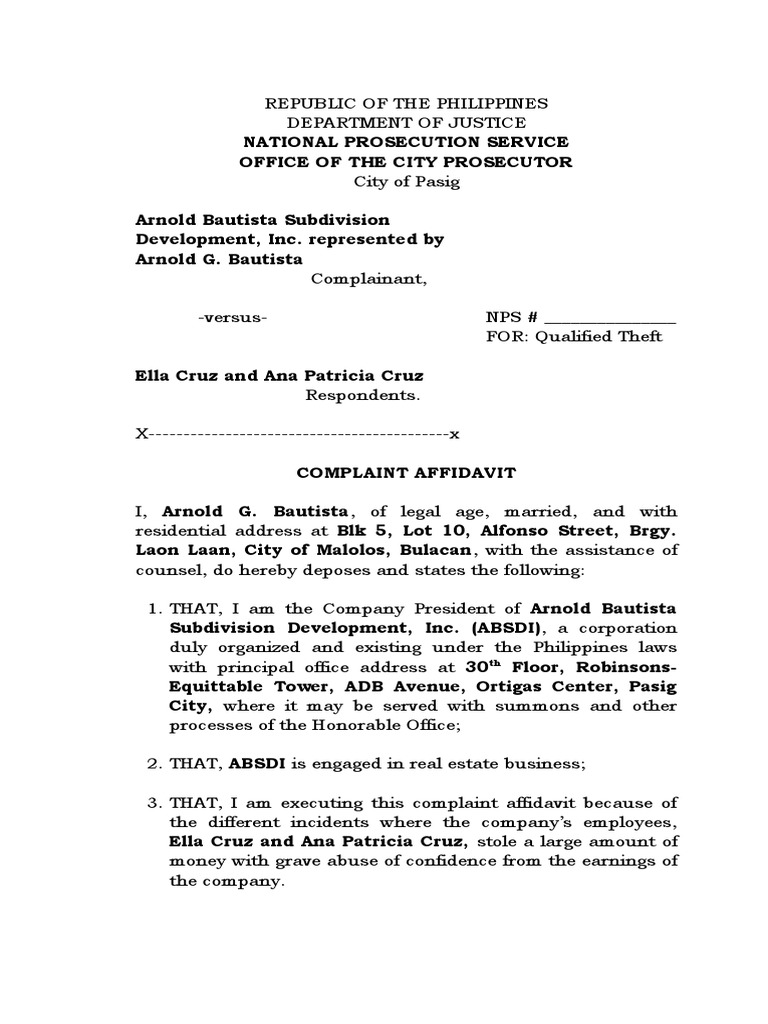 Complaint Affidavit FINAL | PDF