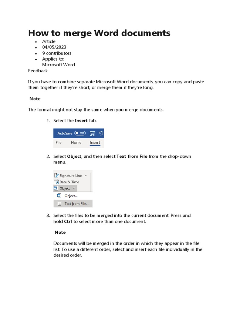 How To Merge Word Documents | PDF | Computers | Technology & Engineering