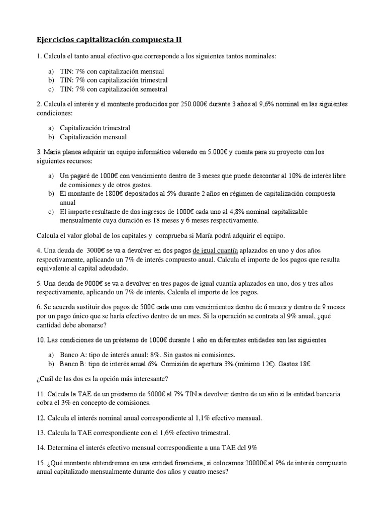 Cálculos de Capitalización y TAE | PDF | Interés | Bancos