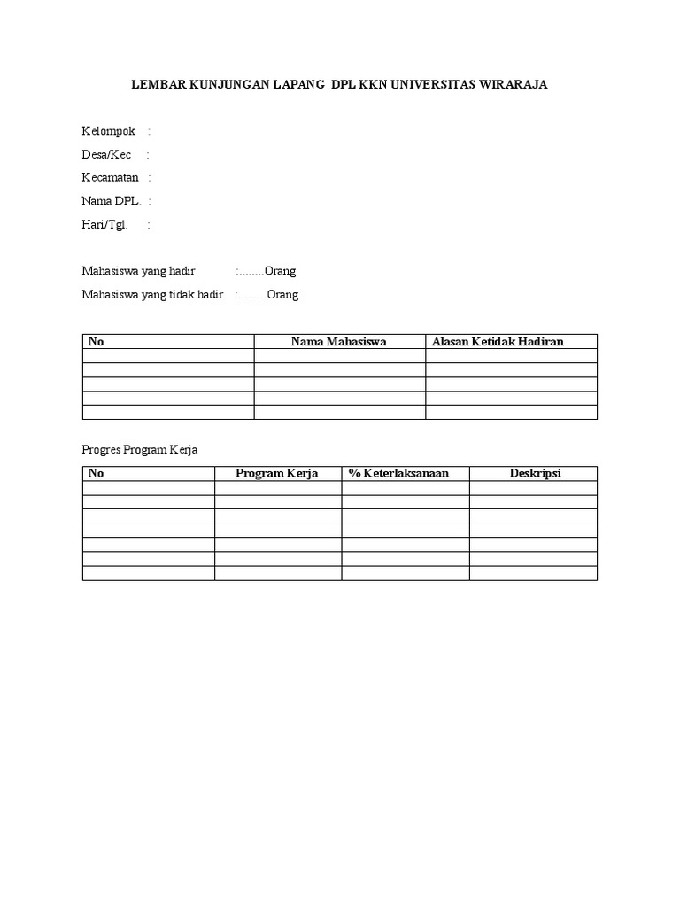 Lembar Kunjungan DPL | PDF