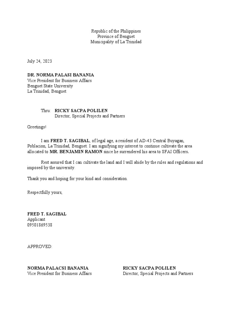 Land Cultivation Request in Buyagan | PDF | Social Science | Law