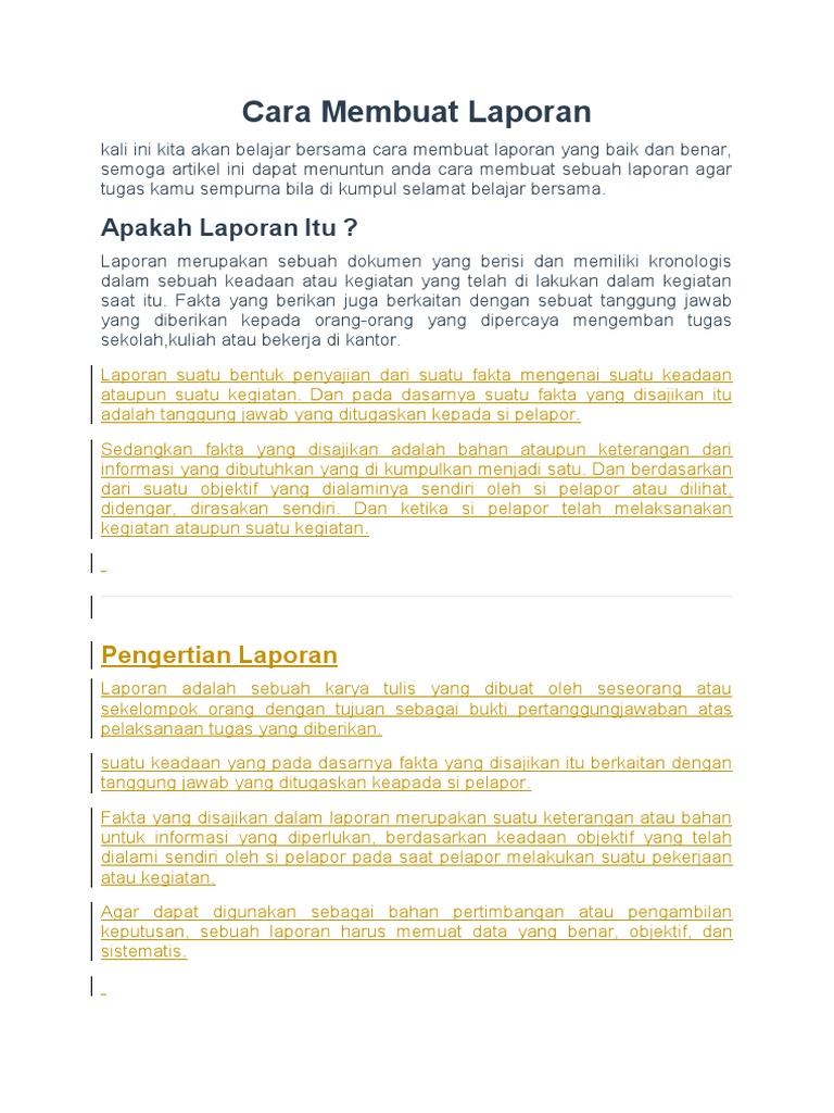 Cara Membuat Laporan | PDF Cara Membuat Laporan | PDF