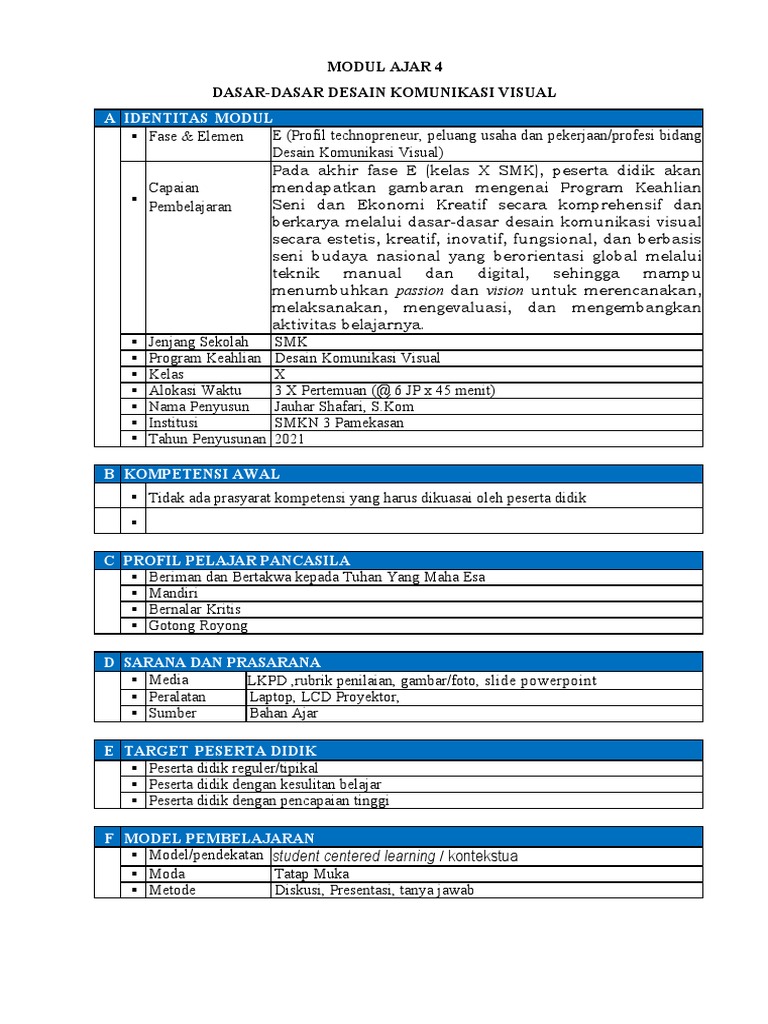 Modul Ajar DKV 1 | PDF