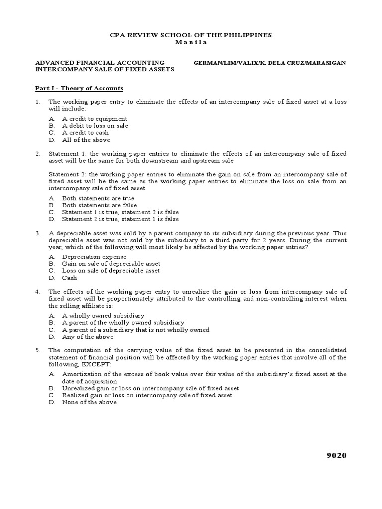 9020-Consolidation Intercompany Sale of Fixed Assets | PDF