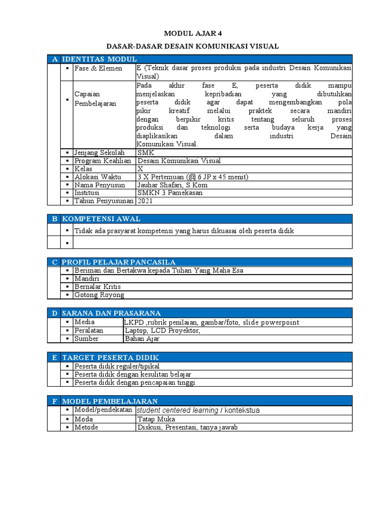 Modul Ajar DKV 4 | PDF