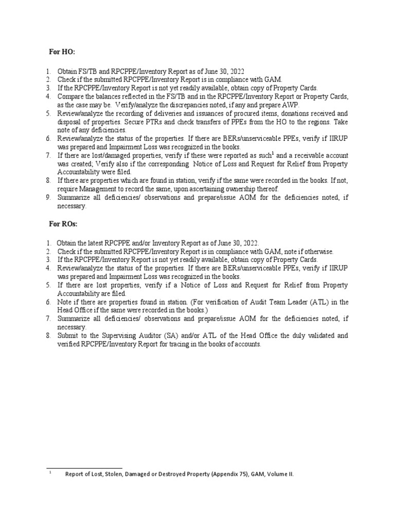 RPCPPE Inventory Compliance Checklist | PDF