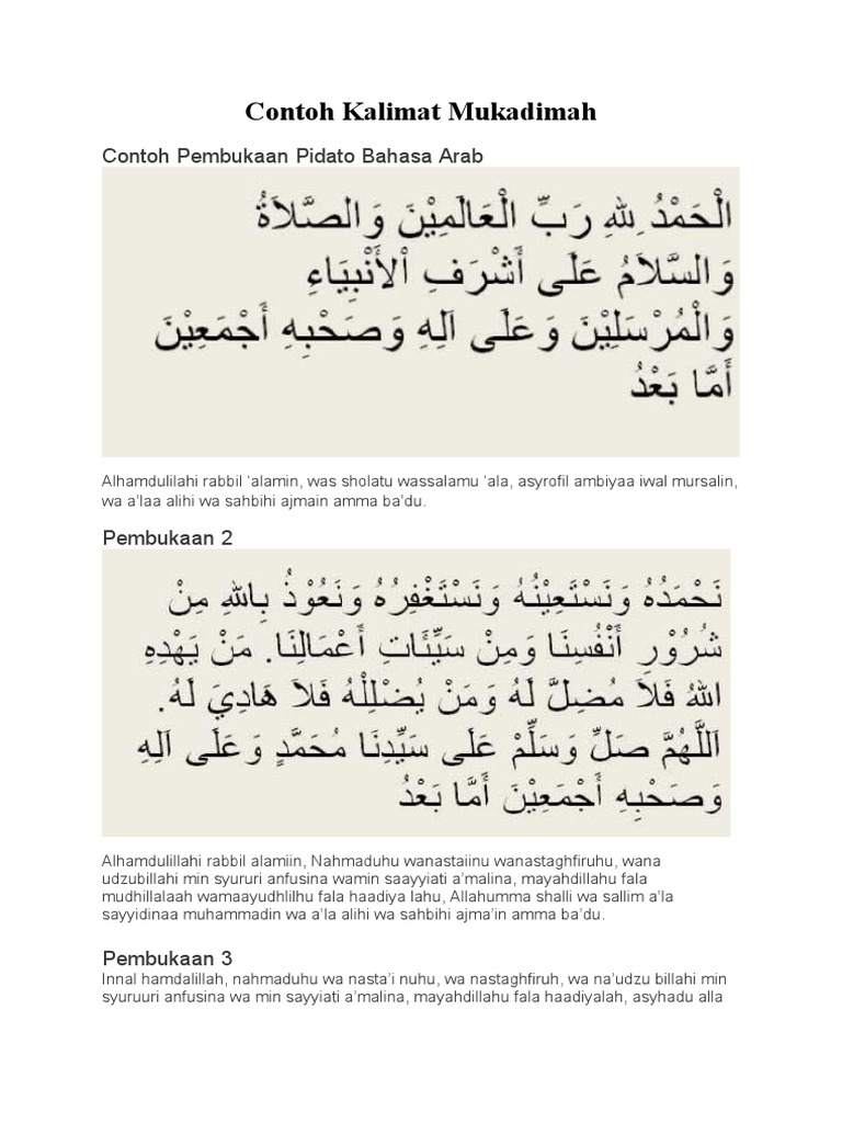 Contoh Mukadimah Pidato Bahasa Arab | PDF