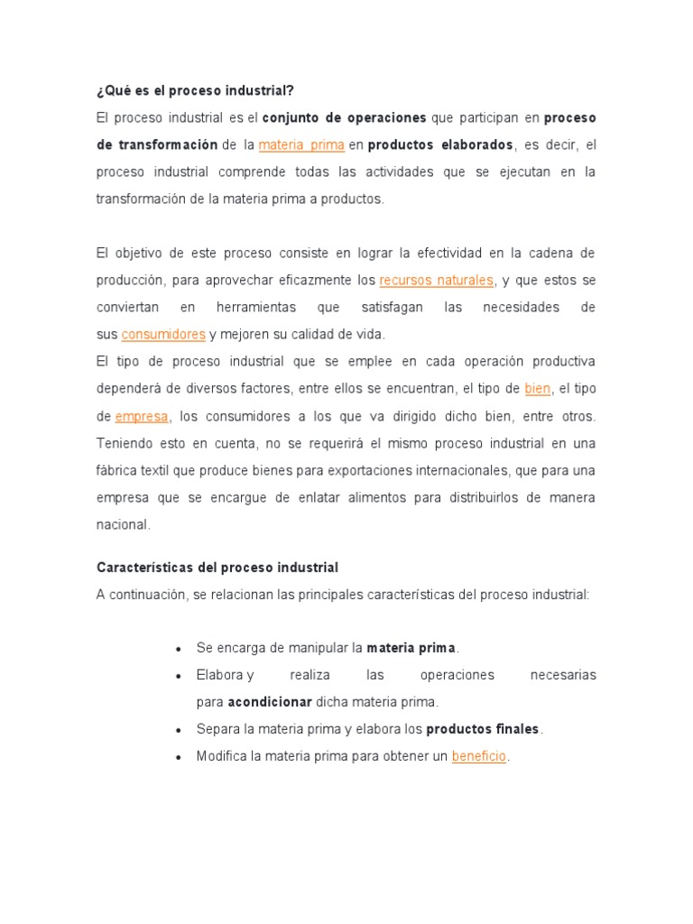 Definición del Proceso Industrial | PDF | Business | Materia prima