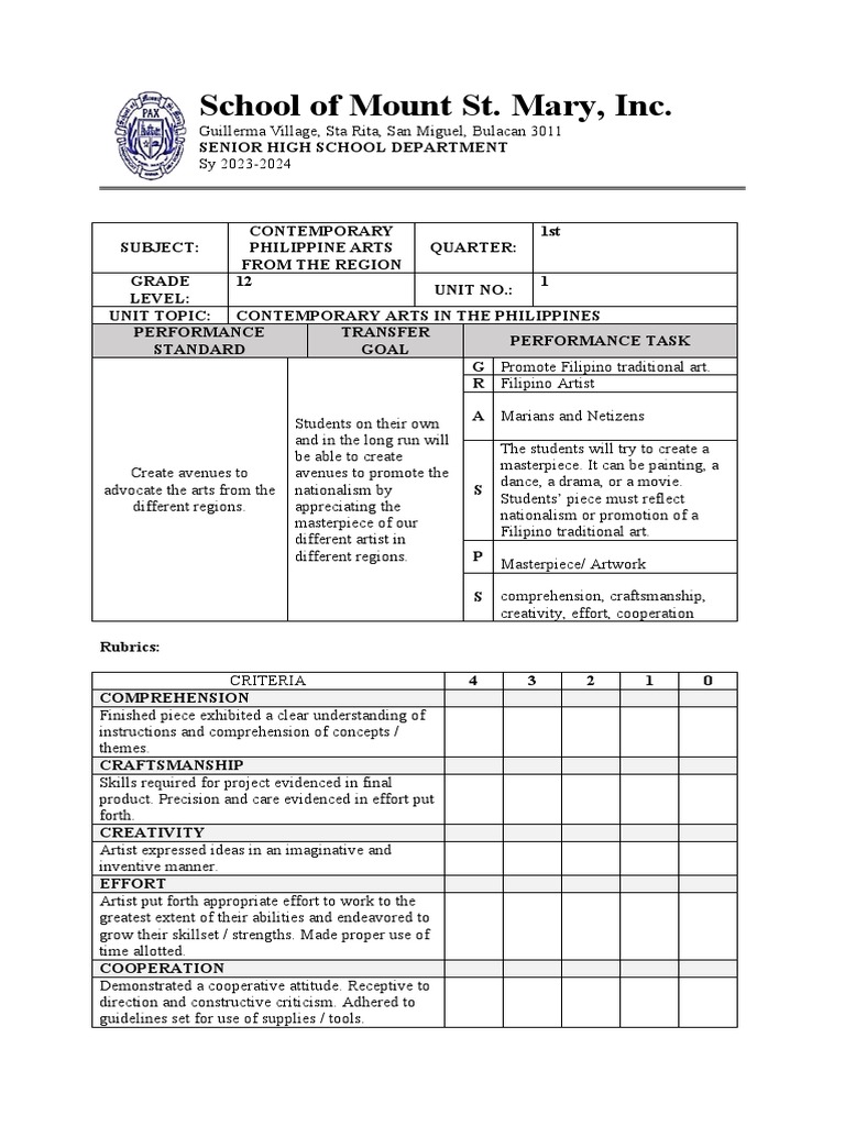 Performance Task Cpar q1 | PDF | Cognitive Science | Intelligence