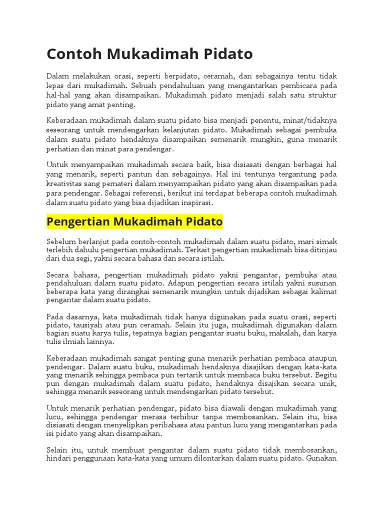 Contoh Mukadimah Pidato - @alus | PDF