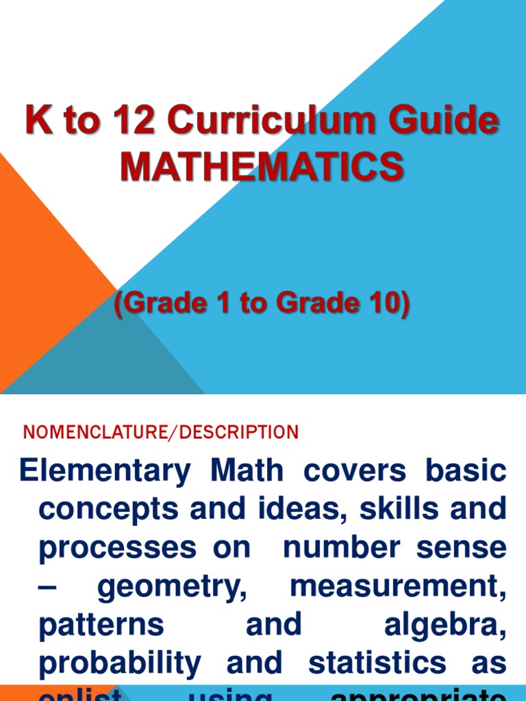 Elementary Math Curriculum Guide | PDF | Mathematics | Area